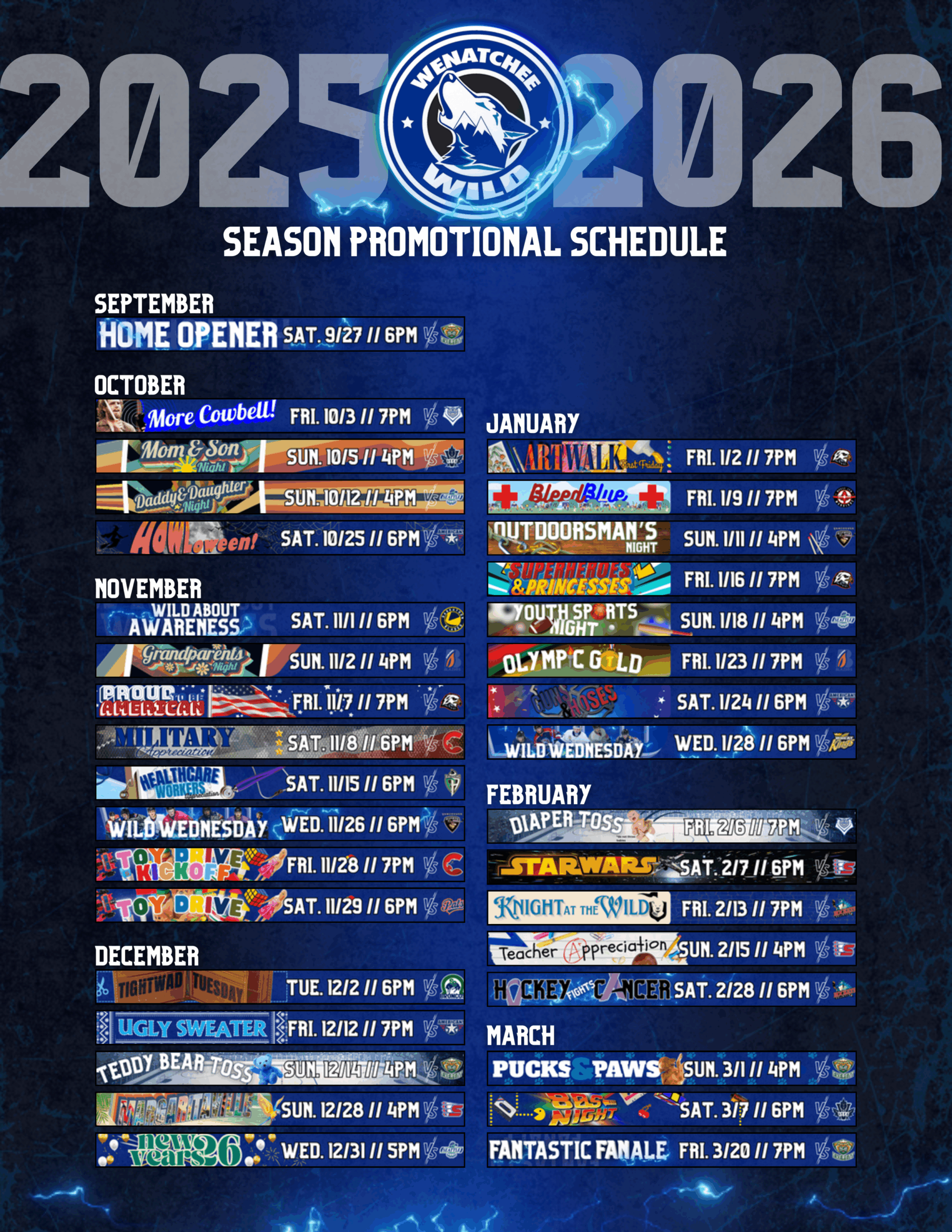 Wild Announce 2025-26 Promo Schedule, Including $50,000 Shot at Home Opener - Wenatchee Wild